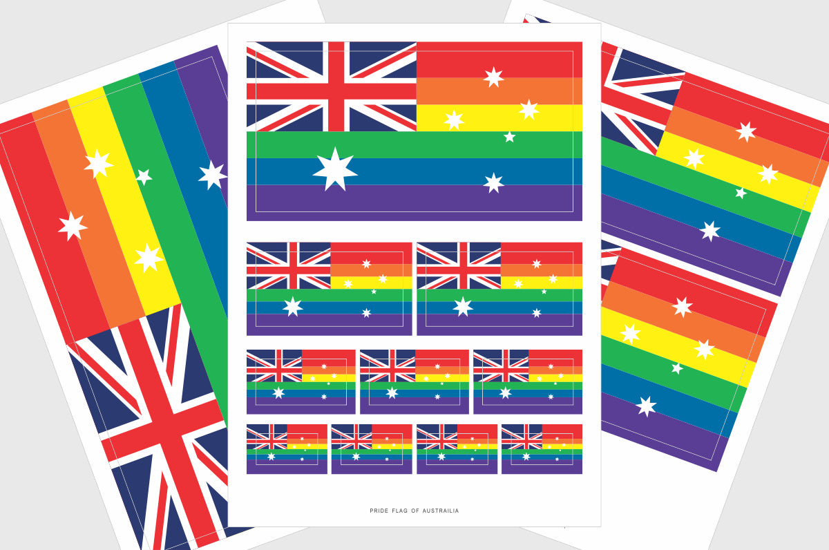 Australia LGBTQ Pride Flag Sticker, Weatherproof Vinyl Australian Flag ...