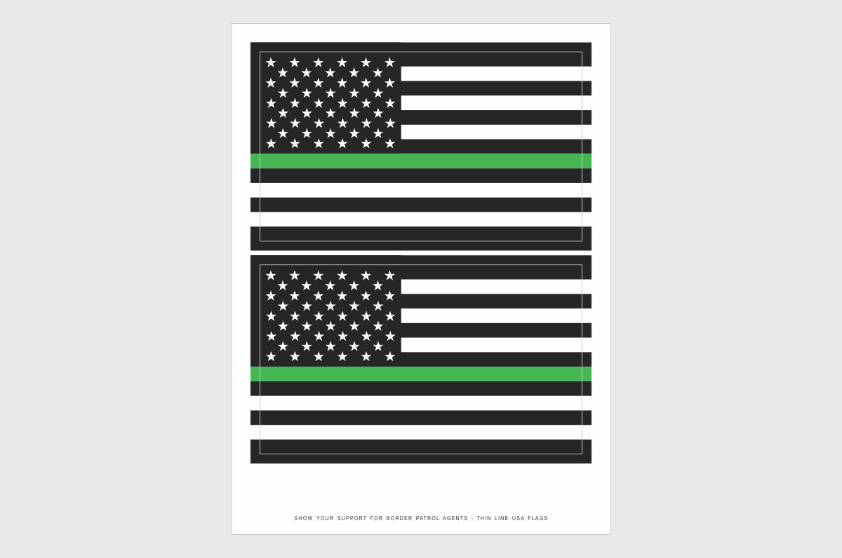 USA Green Line Flag Stickers, Weatherproof USA Flag Stickers ...