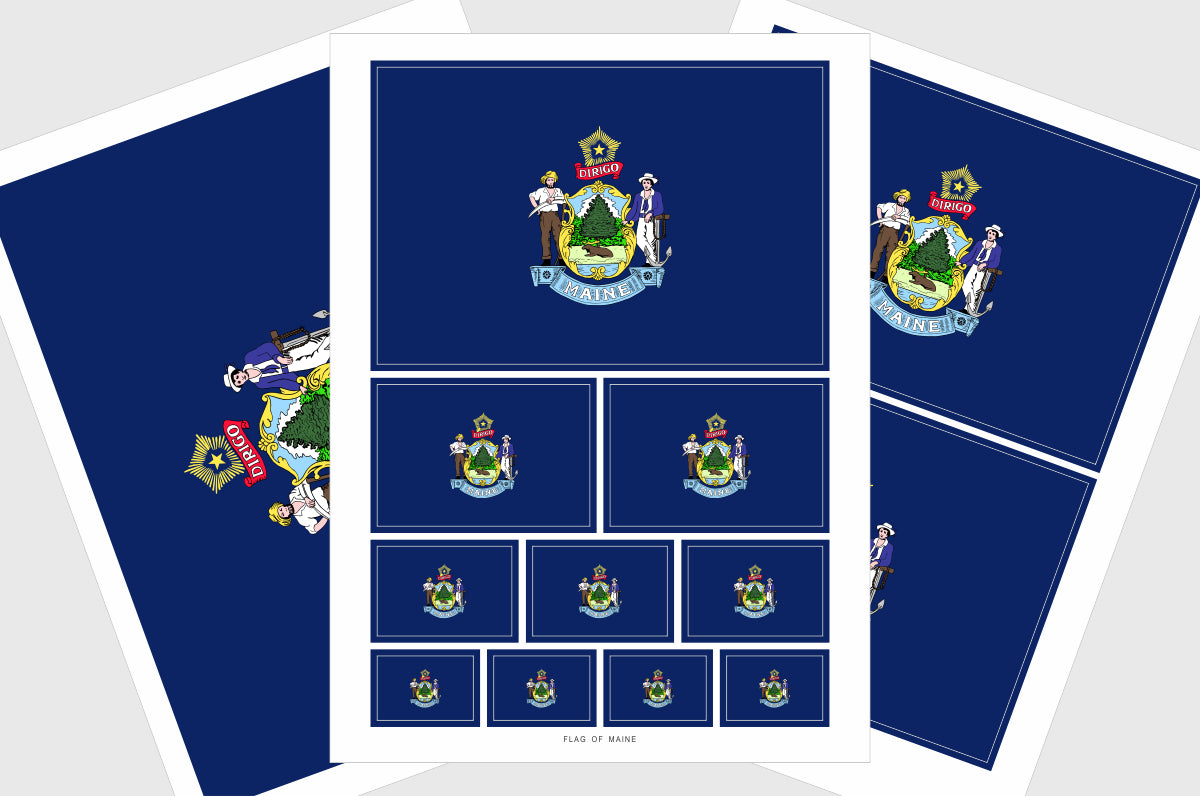 Maine Flag Sticker, Weatherproof Vinyl Maine Flag Stickers ...