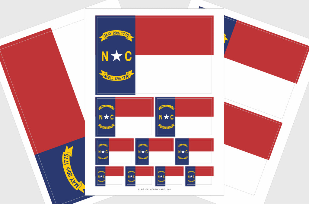 North Carolina Flag Sticker, Weatherproof Vinyl North Carolina Flag St ...