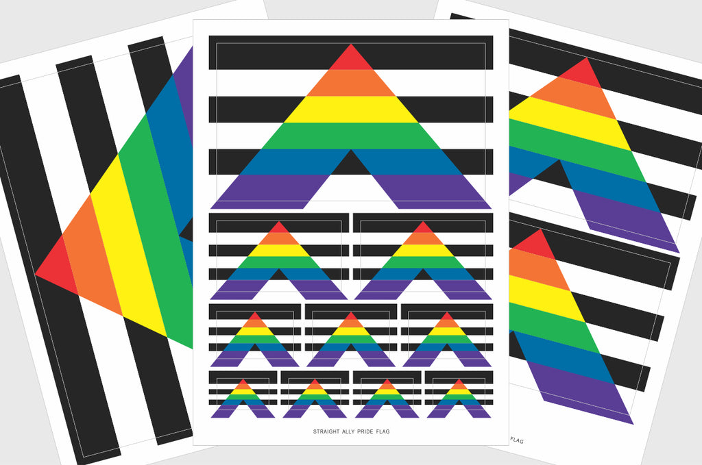 Straight Ally Flag Sticker, Weatherproof Vinyl Flag Stickers ...