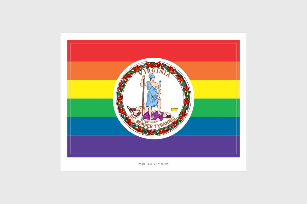 Virginia LGBT Gay Pride Flag Sticker, Weatherproof Vinyl Virginia LGBT ...