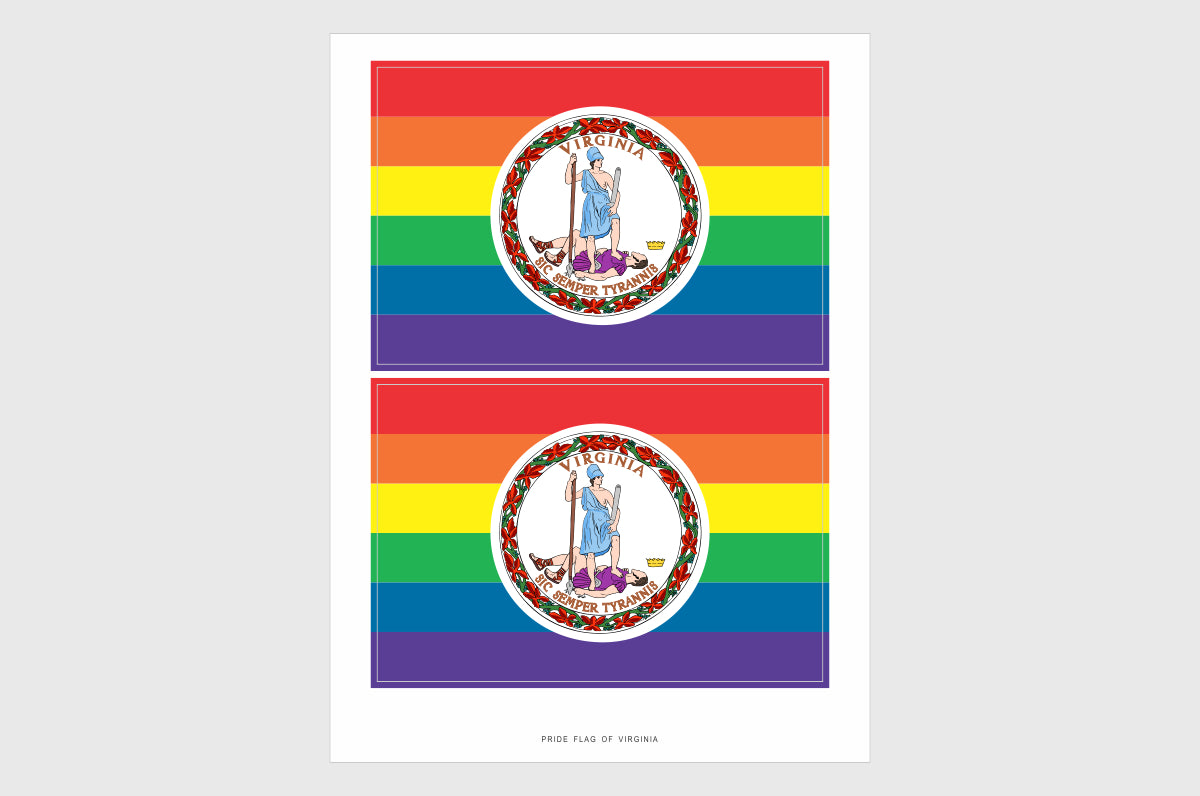 Virginia LGBT Gay Pride Flag Sticker, Weatherproof Vinyl Virginia LGBT ...